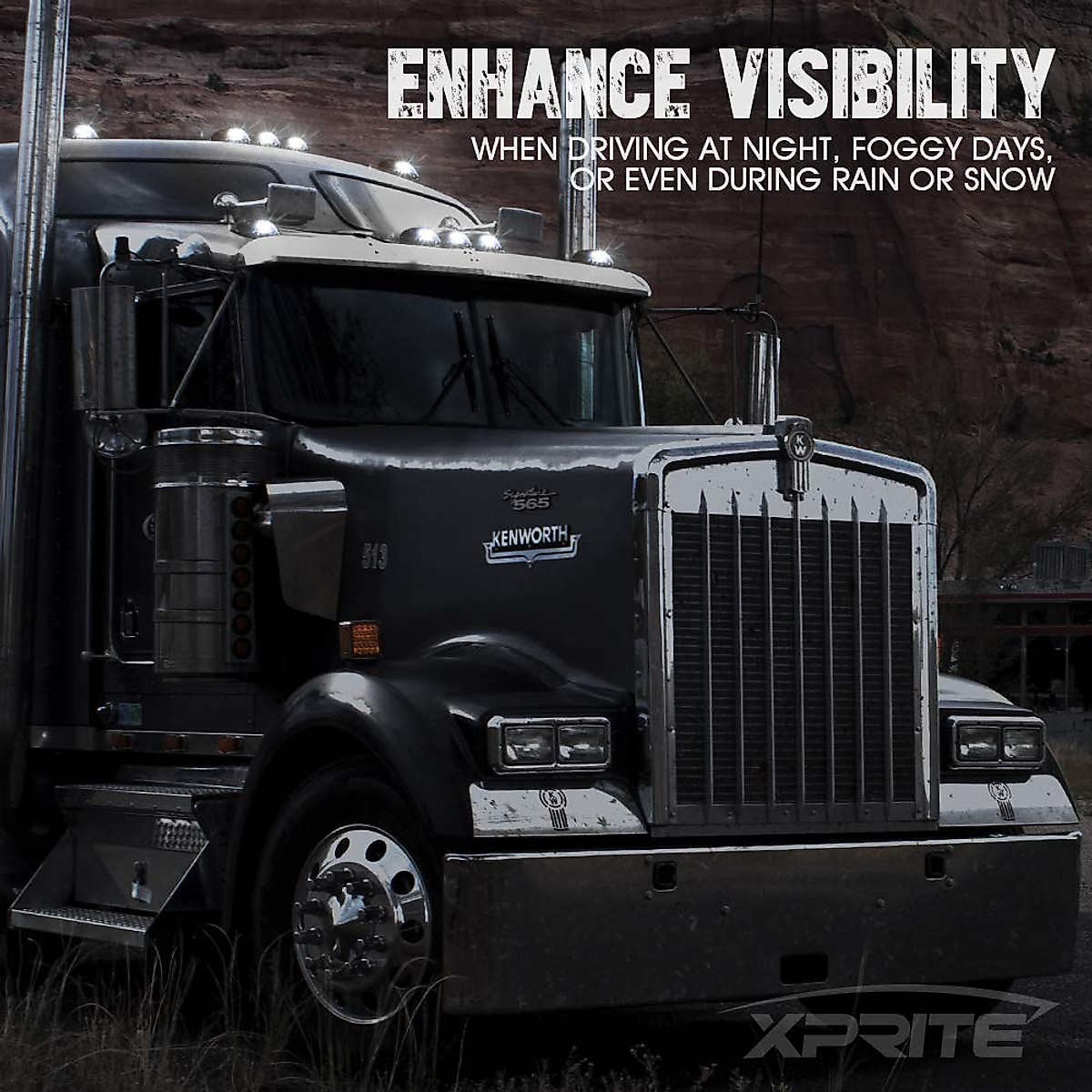 Xprite Smoke Lens Rooftop Cab Clearance Light, Roof Top Marker Running White LEDs Lights Kit Compatible with Pickups Trucks Ford Dodge Ram GMC Toyota Vans SUV POV Vehicle, 5Pcs