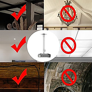 Tuimen Projector Mount, Projector Mount Drop Ceiling Extandable Length 11.8" - 18.89", Universal Projector Mount with Adjustable Projection Angle for DLP Projectors