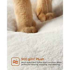 FEANDREA 33.9-Inch Cat Tower, Medium Cat Tree with 3 Beds and Cave, Cat Condo Made of MDF with Wood Veneer, Sisal Post and Washable Faux Fur, Vintage, Rustic Brown and White UPCT70HW