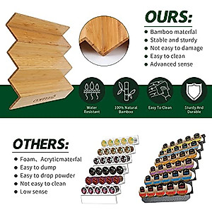 MinBoo Bamboo 2 Pieces Step-Shaped K Cup Holder Drawer or Countertop k cup Organizer Coffee Pod Holder Hold 30 Coffee Pod Storage Kcup coffee pods holder for coffee station Office and Kitchen