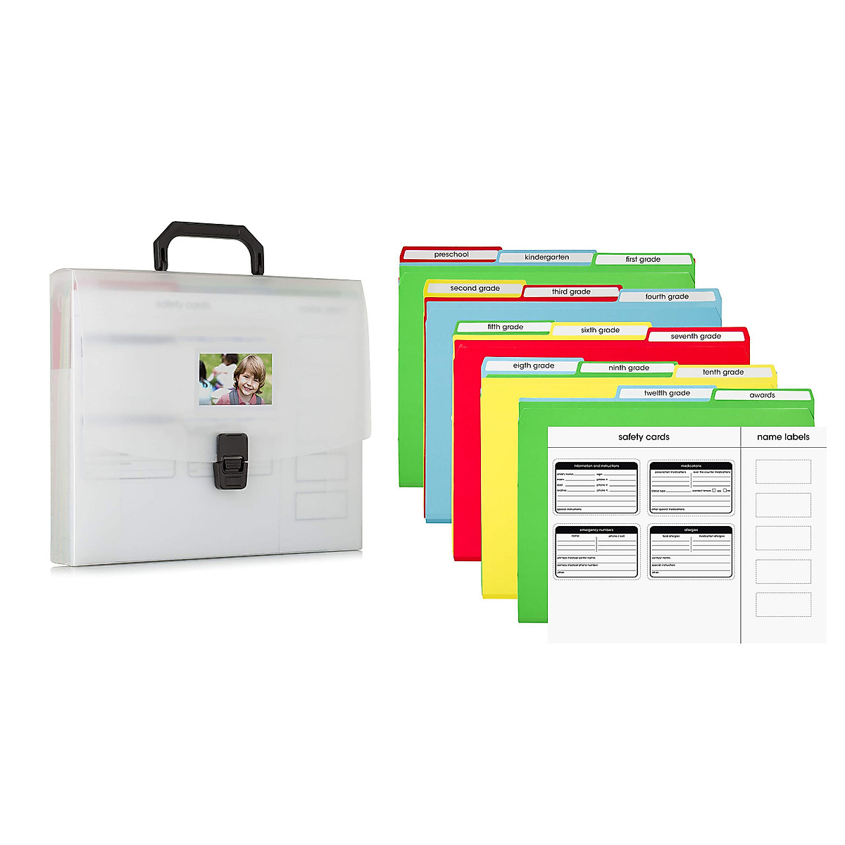 Pearhead School Years Organizer, Children’s School Highlights And Accomplishments Organizer For Parents, File Keeper For Kids, White (Pack of 5)