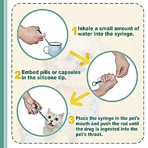 FULUWT Cat Pill Shooter, Dog Pill Gun with 2 Soft Silicone Tips, Pet Medical Dispenser for Baby Animals, Medicine Syringe for Small Animals.