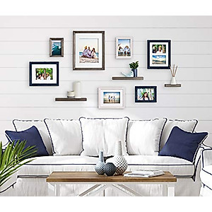 Kate and Laurel Bordeaux Gallery Wall Frame and Shelf Kit, Set of 10, Multiple Coastal Finishes, Assorted Size Frames and Three Display Shelves