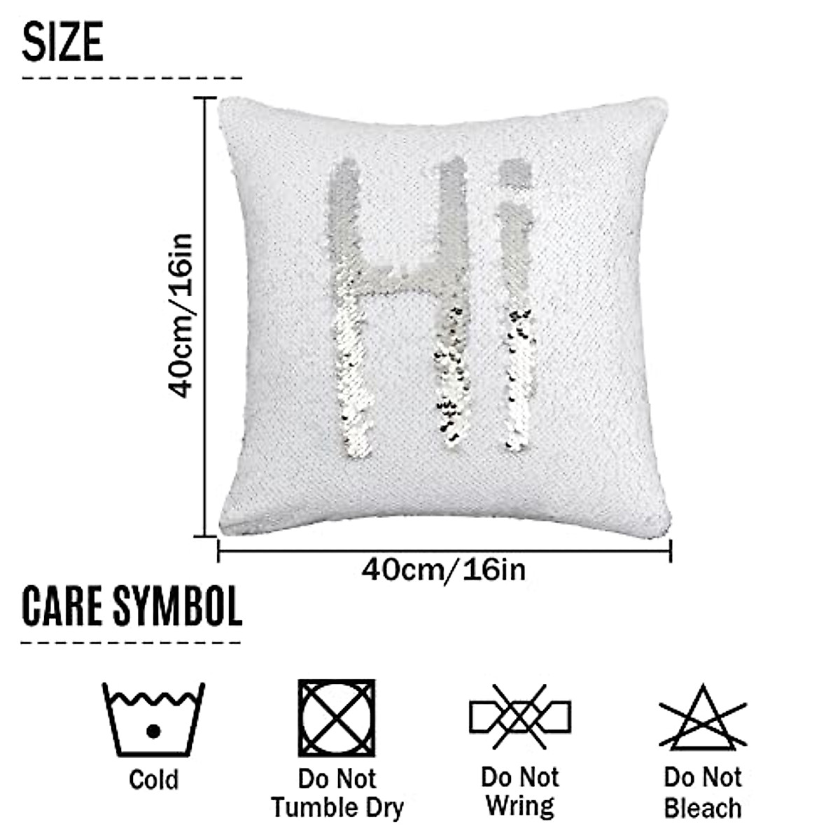 Play Tailor Sequin Pillow Cover Cushion Covers 16x16in Flip Sequins Decorative Throw Pillow Case, Silver and White