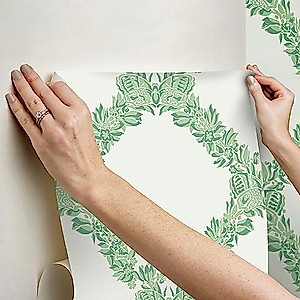 Scalamandre Jade Wreath Peel & Stick Wallpaper, Green