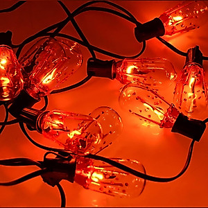 10 Pack Halloween Flicker Flame Replacement Bulbs, ST40 Halloween Bloody Drop Bulbs with Red Flickering Flame for Outdoor String Lights Halloween Party Haunted House, 1W E17 Intermediate Base Bulb
