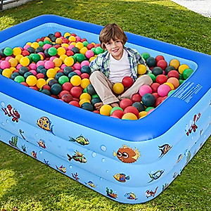 Inflatable Pool, 98.4" X 66.9"X 21.7" Swimming Pool for Toddlers, Adult, Kids, Infant, Full-Sized Inflatable Blow Up Kiddie Pool for Summer Swim Center, Outdoor, Garden, Backyard,