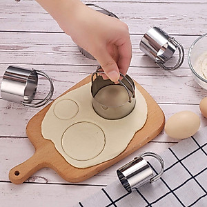 Tmflexe Biscuit Cutter Set 5 Pcs Round Cookies Cutter Handle Stainless Steel Professional Baking Tools Round Shape Molds for Festival Holiday St.Patricks Day Easter Party Baking Dough Tools