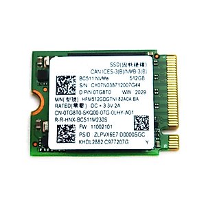 Solid State Drive TG8T0 0TG8T0 CN-0TG8T0 Compatible Replacement Spare Part for Hynix HFM512GDGTNI-82A0A BA 512GB M.2 2230 NVMe PCIe Gen3 x4 SSD