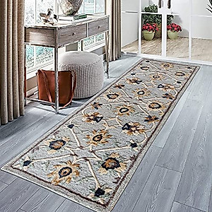Lr Home Ox Bay Constance Gray Traditional Floral Filigree Organic Wool Indoor Hearth Area Rug