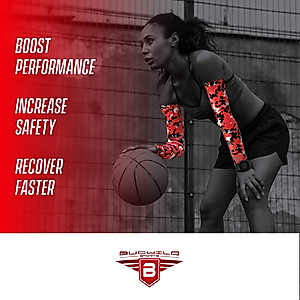 Bucwild Sports Compression Arm Sleeves 1 Pair - 2 Sleeves Youth & Adult Sizes Football Baseball Basketball Cycling Tennis