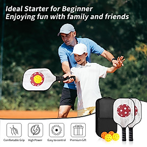 Pickleball Paddles Pickle Ball Set - Paddle Rackets Sets of 4 Pack Racket Pickleballs Equipment Gifts for Beginners Farmhouse KAI-ROAD