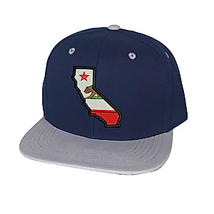 PRFCTO California Snapback Baseball Hat - Cali State Bear Unisex Cap - Snap Back Hat for Men Women (Navy/Grey)