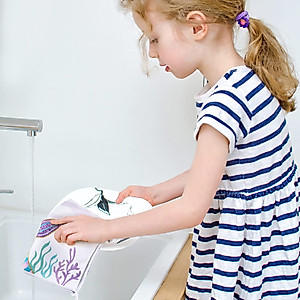 Bencailor 4 Pcs Hand Towels for Girls Absorbent 24 x 16 Inches Tea Towels Mermaid Unicorn Gnome Butterfly Dish Towels for Kitchen Gifts Bathroom Spa Gym Sport Housewarming (Purple, Blue,Mermaid)