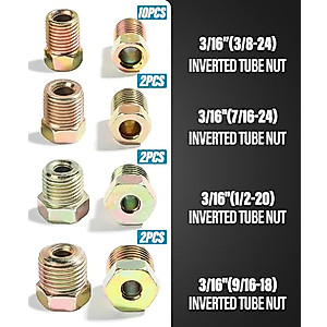 YAKEFLY 25 ft 3/16 Copper Coated Brake Line Kit with 16 Fittings and 4 Unions Brake Line Fittings,Brake Line Double & Single Flaring Tool Kit,Fits for Most Hydraulic Braking Systems (Silver)