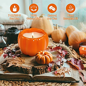STRN Scented Candles Festive Fall & Halloween Décor, Long-Lasting Scented Candles, Natural Pumpkin Fragrance Soy Wax Candles, Ceramics 1 Pack