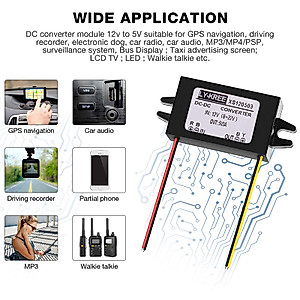 Weewooday Direct Current Converter 12v to 5v 3a 15w Buck Converter Module, Reduced Voltage Regulator Car Power Output Power Adapter, Wire Interface(3 Pieces)
