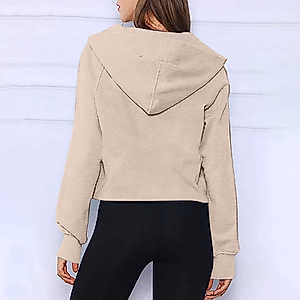 Free People Tops for Women Dupes for Women Clothes Womens Half Zip Sweatshirts Plus Size Cropped Thumb Sleeve Hoodies Fleece Quarter Zip Up Pullover Sweaters 2024 Fall Outfits Khaki XXL