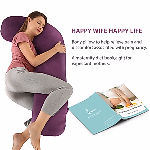 BATTOP Pregnancy Pillows for Sleeping,Maternity Body Pillow with Washable Cover,New Mom Gifts for Women,Support for Back,HIPS,Legs,Belly for Pregnant Women(Dark Purple)