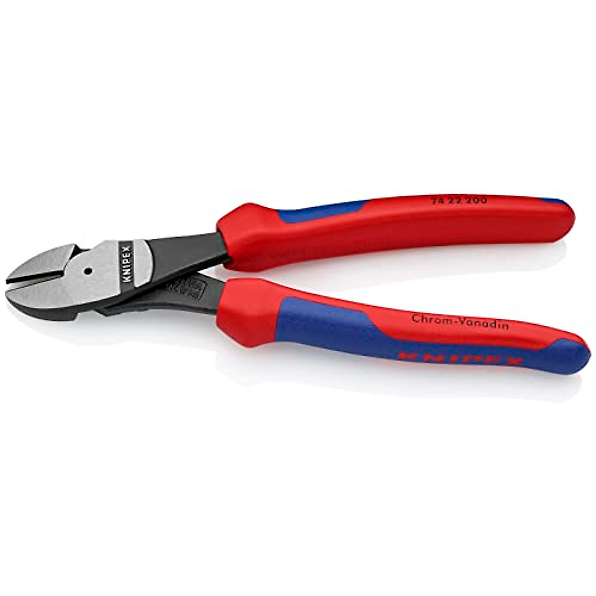 KNIPEX 74 22 200 Comfort Grip High Leverage Angled Diagonal Cutter, 8-Inch, Angled, Comfort Grip