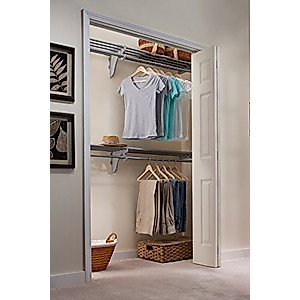 EZ Shelf -2 Pack- Expandable Closet Shelf with Hanging Rod -(Each 40.5” to 73”) with 1 End Bracket- Silver-Strong-Easy to Install-Wire Closet Shelving Alternative