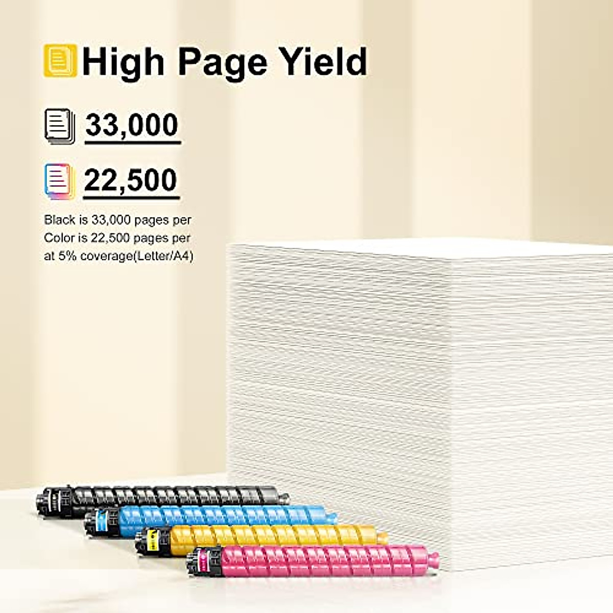 SHEENGO High Yield Compatible MP C6003 Toner Cartridge Up to 33,000 Pages Replacement for Ricoh MP C6003 MP C4503 MP C5503 841849 841851 841852 841850 (1 Black, 1 Cyan, 1 Magenta, 1 Yellow, 4-Pack)