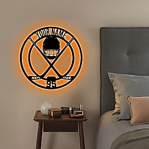 SSRUI Personalized Ice Hockey Player Night Light Optical Illusion Lamp with 16 Colors Remote Control Changing, Mens Ice Hockey Decor Light Birthday Christmas Gifts for Kids Boys Baby