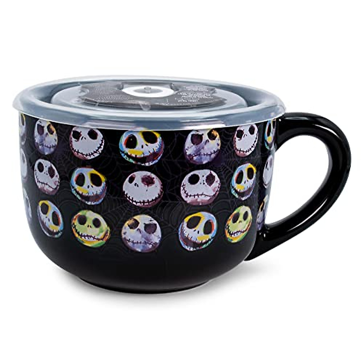 Disney The Nightmare Before Christmas Jack Expressions Ceramic Soup Mug With Vented Lid | Bowl Container For Ice Cream, Cereal | Large Coffee Mugs and Cups, Home & Kitchen Essentials | Holds 20 Ounces