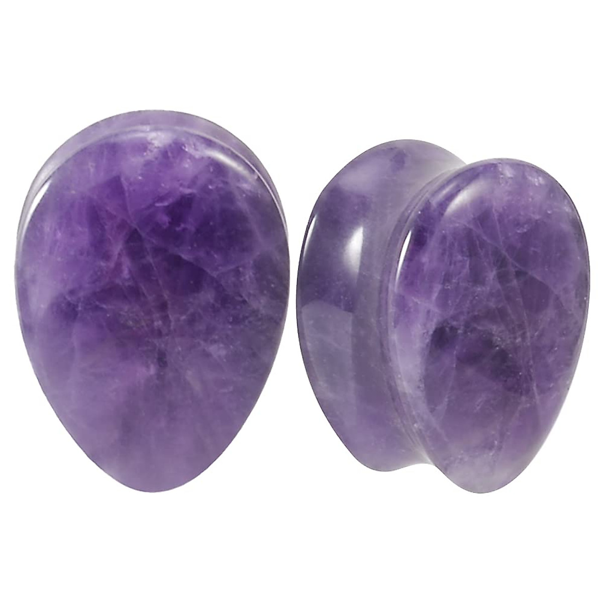 TBOSEN 10PCS Set Organic Stone Amethyst Ear Gauges Plugs Tunnels Double Flared Saddle Gauges Piercing Set Stretchers Gift 0g-5/8 in 8mm-16mm