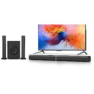 Puxinat 2 in 1 Separable Sound Bars for TV with Subwoofer, Bluetooth 5.0 Surround Sound System for Home Theater, ARC/Optical/Aux/USB TV Speaker, Treble/Bass Adjust, 10 EQ Modes, Remote Included