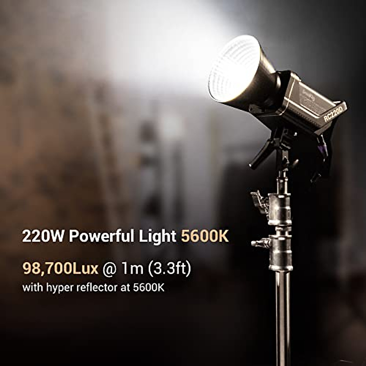 SmallRig RC 220D 220W LED Video Light 98700 LUX @3.3ft 5600K Continuous Output Light with CRI 95+, TLCI 96+, w/Bowens Mount, Manual and App Control Remotely Professional Studio Spotlight- 3472