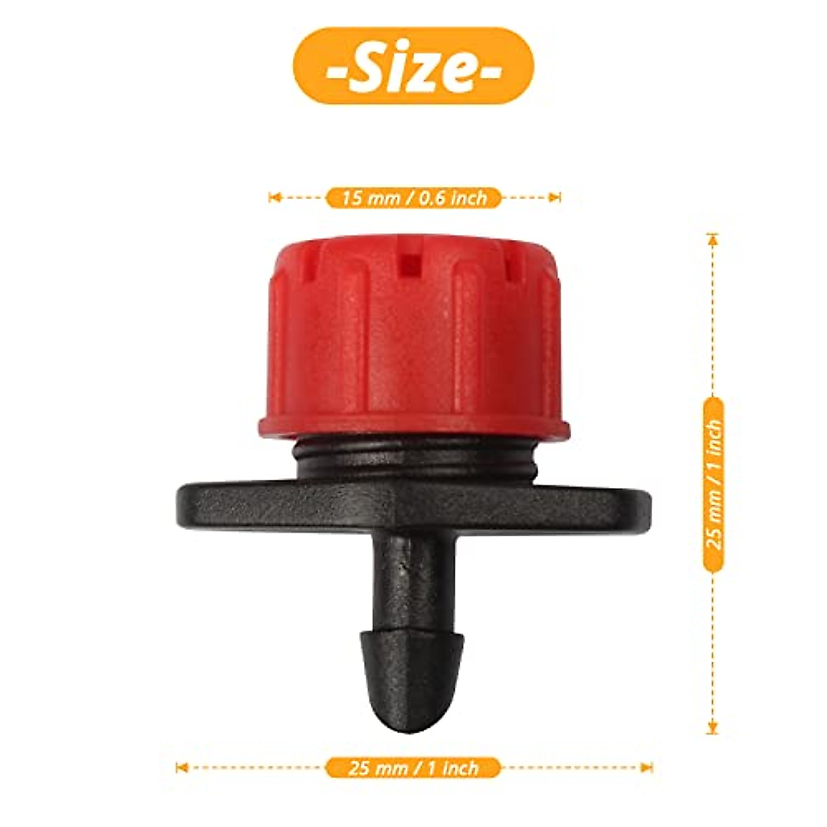 NUTJAM 100 Pack Adjustable Watering Sprinklers, 1/4 Inch Drip Irrigation Drippers, Anti-Clogging Emitter Dripper, Water Flow Bubbler for Garden Watering System Supplies