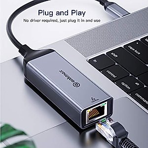 USB C to Ethernet Adapter Ankmax UC312G1 USB Type C Wired LAN Adapter [RJ45 / Gigabit Compatible/Thunderbolt 3] Gigabit Ethernet [Up to 1000 Mbps/No Drive Required] Compatible with Type C Devices