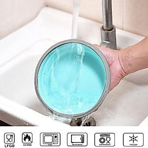 2 Pcs Collapsible Bowls with Lids, Foldable Meal Prep Containers Reusable, Silicone Food Storage Containers, Camper Must Haves Rv Camping Accessories for Travel Trailers, Microwave and Freezer Safe