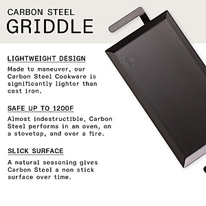 Made In Cookware - Carbon Steel Griddle - (Like Cast Iron, but Better) - Professional Cookware - Crafted in Sweden - Induction Compatible