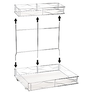 Elsjoy Under Sink Pull Out Sliding Shelf, 2 Tier Cabinet Storage Organizer Slide Out Drawer Basket with EVA Liner Pads for Kitchen, Bathroom, Request at Least 13.5" Cabinet Opening