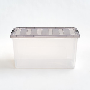 IRIS USA 72 Quart Stack & Pull Clear Storage Box, Gray, 3 Pack