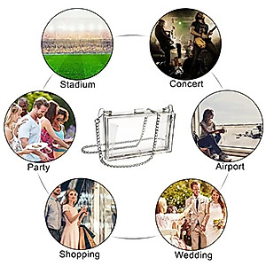 CuteClear Clear Acrylic Clutch Purse for Women Transparent Plastic Box Crossbody Shoulder Bag Stadium Approved & Concert (Silver)