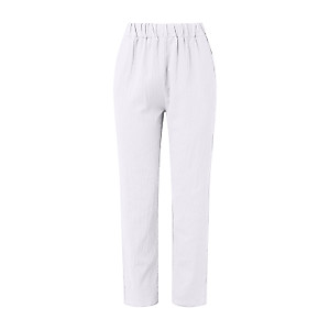 Womens Wide Leg Trousers Capri Casual Summer Cotton Romper Summer Black Lounge Pant fold Over Yoga Pant White Capri Casual Summer for Women Loose fit