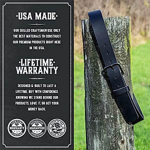 Main Street Forge Journeyman Leather Belt | Made in USA | Black w/Silver Buckle | Size 36