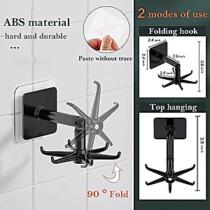 IYSOJSLUNN Heavy Duty Kitchen 360 ° Utensil Holder Hooks, Adhesive Towel Hook, 360 Degrees Rotating Folding Wall Hangers Racks with 6 Hooks for Keys Home Kitchen Bathroom Office