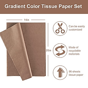 Whaline 96 Sheet Fall Tissue Paper Bulk Brown Orange Yellow Gift Wrapping Paper Art Craft Tissue Paper for Autumn Decorative Thanksgiving Harvest Party Gift Bag DIY Pompom Confetti, 14 x 20