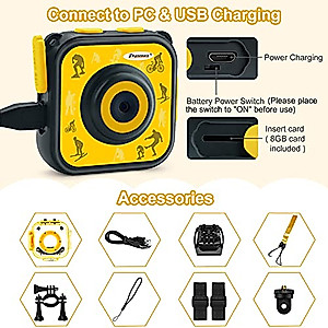 PROGRACE Kids Camera Waterproof Toy - Children Digital Action Camera for Boys Girls Age 3 4 5 6 7 8 9 10 11 12 Years Old Birthday Gift Toddler Pool Toys for Boys Age 6-8 Games Camera