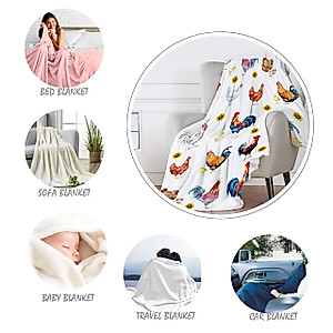 Aozyhug Chicken Blanket Sunflower Rooster Chickens Blanket Chicken Stuff Swaddle Blanket Girl Chicken Themed Gifts Toddler Baby Blankets for Crib Stroller (30"x40" Inches)