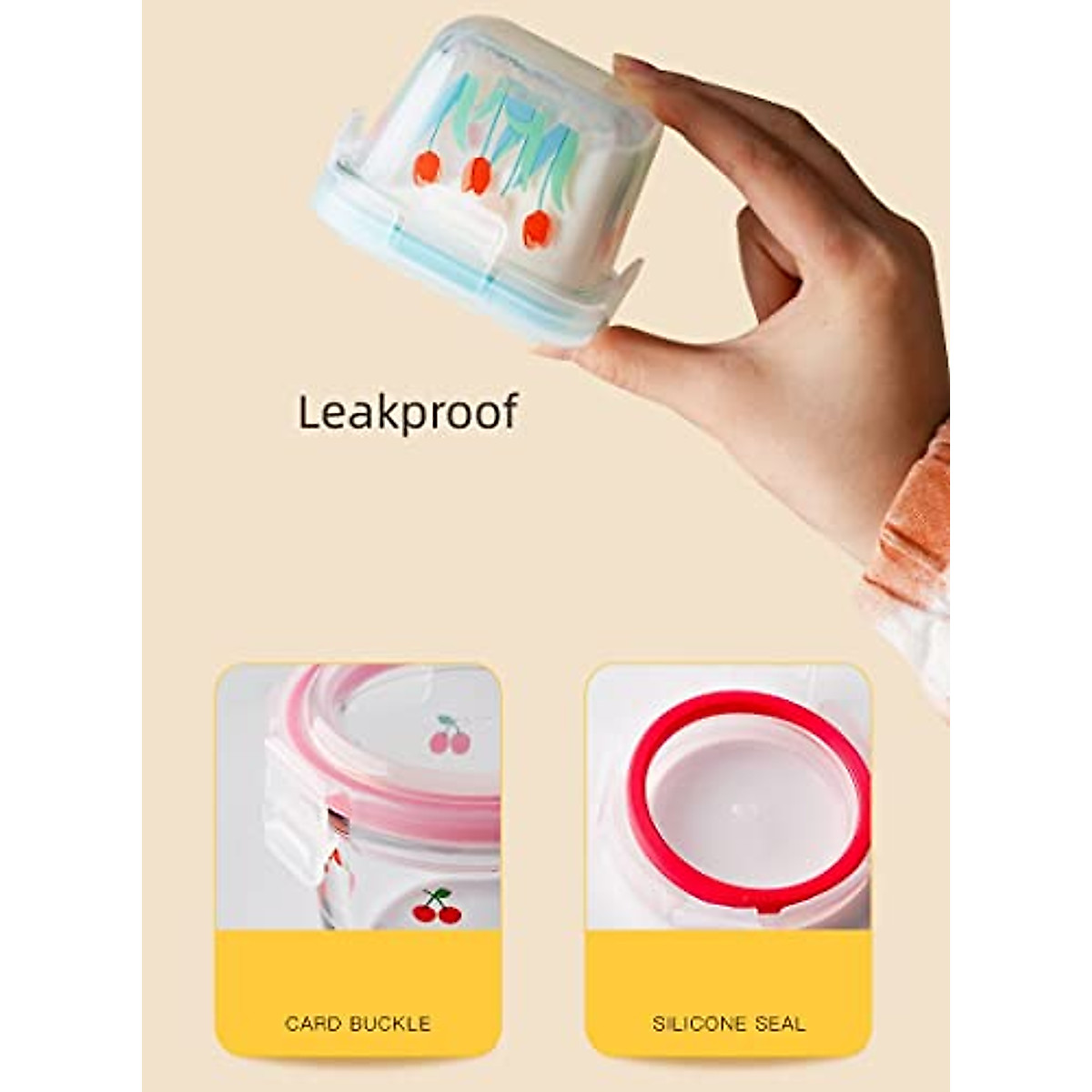 2 Pack 4 OZ Mini Glass Food Storage Containers Portable Small Food Jars with Airtight Lids Leakproof Square Flower Glass Container for Food Portion,Dipping Sauce,Snack,Nut,Yogurt,Freezer Microwave Safe