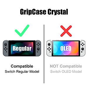 Skull & Co. GripCase Crystal Bundle: A Dockable Transparent Protective Cover Case with Replaceable Grips [to fit All Hands Sizes] for Nintendo Switch -Double Neon Red