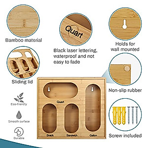 Ziplock Bag Storage Organizer, Bamboo Food Storage Bags Container Organizer with Slider