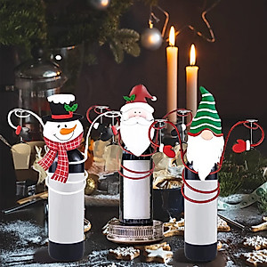 Christmas Wine Bottle&Glass Holder, Wine Glass Holder Winter Christmas Festival Winebottle Metal Art Decoration Wine Glass Bracket. (Snowman), GHB4