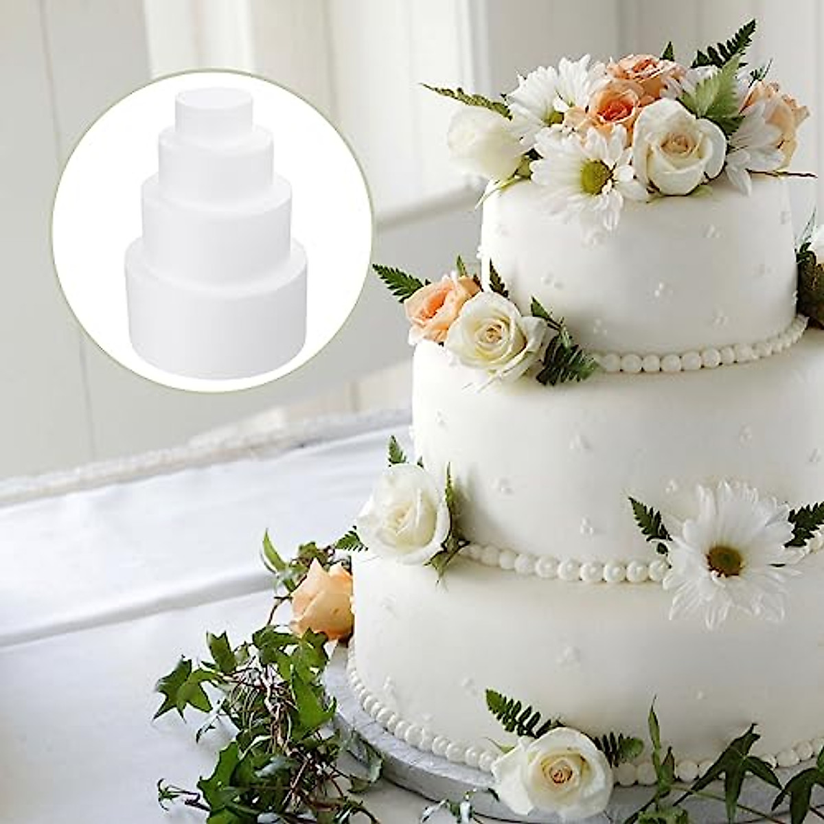 Abaodam 4pcs Cake Embryo Model Foam Cake Model Cake Foam Cake Decorating Stand Cilindros Para Decoraciones De Fiestas Piec Cake Decorating Model Foams With Cover White Decorative Frame