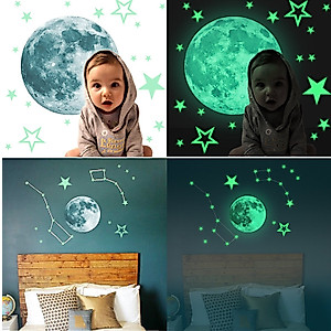 Marsway Kids Removable Moon Stars Glow in The Dark Sticker Night Luminous Room Wall Decal Stickers